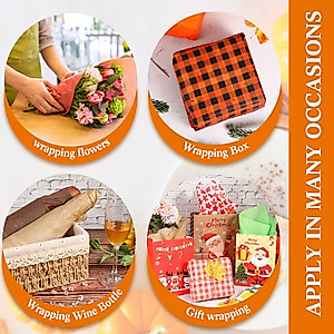 Zonon 100 Sheets Thanksgiving Fall Tissue Paper for Gift Orange Autumn Wrapping Paper Bulk Pumpkin Maple Leaves DIY Craft Art Harvest Birthday Wedding Present Box Decoration