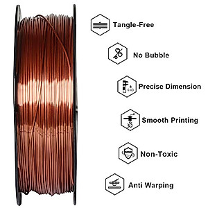 GIANTARM 3D Printer Filament, Silk Copper Pla Filament, 1Kg(2.2lbs) Spool, 1.75mm Dimension Accuracy +/- 0.03mm, 3D Printing Filament