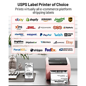 Bluetooth Shipping Label Printer for Small Business & Home Use, Thermal Printer Supports 4x6 Inch Thermal Labels, Compatible with Phones & Laptops. Label Printer for USPS Esty eBay Shopify UPS Amazon