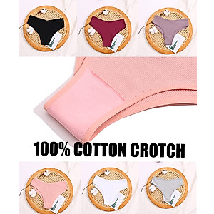 CuteByte 6 Pack Womens Cotton Underwear Sexy Breathable High Cut Panties Low Rise Cotton Cheeky Hipster S-XXL（6 Pack A,M）