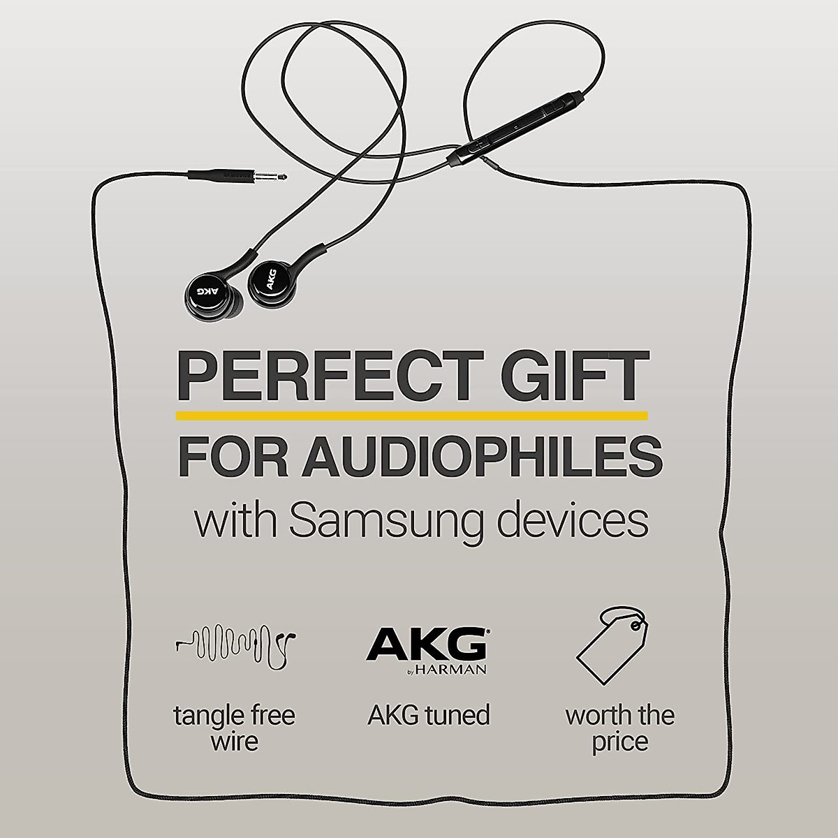 ElloGear 2023 OEM Earbuds Stereo Headphones for Samsung Galaxy S10 S10e Plus A31 A71 Cable - Designed by AKG - with Microphone and Volume Buttons (Black) with Carrying Pouch