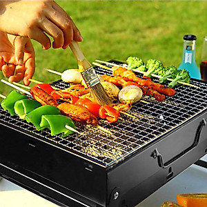 HOSEMN 2023 NEW Portable Folding Charcoal Grills, Stainless Steel Grill Table, Easy Portability For for Outdoor Cooking, Barbecue Camping, Beach BBQ, Picnic Backyard - Black (17"x11.4"x9.4"）