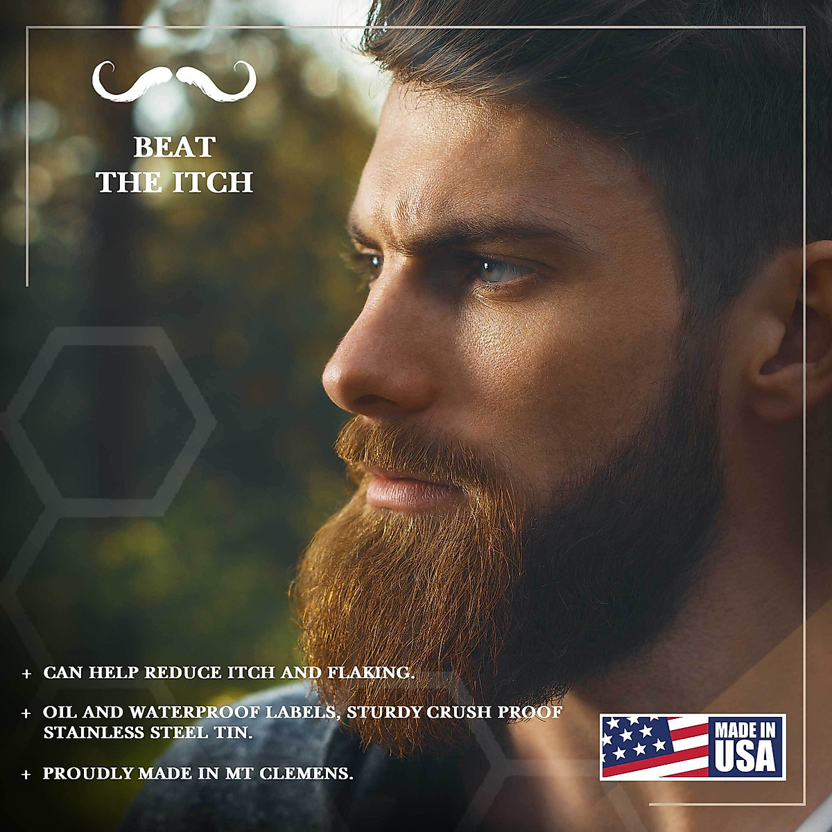 CanYouHandlebar Temperance - Fragrance Free Unscented - Premium Beard Balm for Men | Dry Oil Beard Conditioner | 2 Oz Stainless Steel Tin