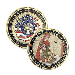 St. Florian Patron Saint of Firefighters with Prayer Challenge Coin