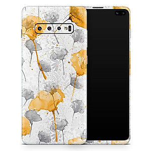 DesignSkinz Karamfila Yellow & Gray Floral V11 Protective Vinyl Decal Wrap Skin Cover Compatible with The Samsung Galaxy S20 (Screen Trim & Back Glass Skin)