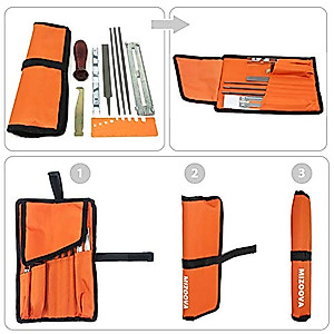 MIZOOVA 10 Piece Chainsaw Sharpener File Kit with 5/32 3/16 7/32 Round Files, 6 Inch Flat File, Depth Gauge, Filing Guide Holder, Hardwood Handle