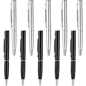 10 Pieces Small Pens Mini Pen Metal Thin Pens Fine Wallet Pocket Metal Pen Miniature Gel Ink Pens for Signature Calligraphy Business