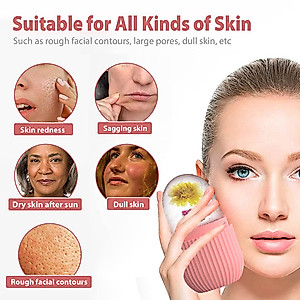 XHJRI Ice Cube Roller Massager for Face, Eyes and Neck Naturally Conditioning and Skin Care,De-Puff Eye Bags,Reduce Migraine Pain,Reusable Massage Silicone Ice Mold (Pink)