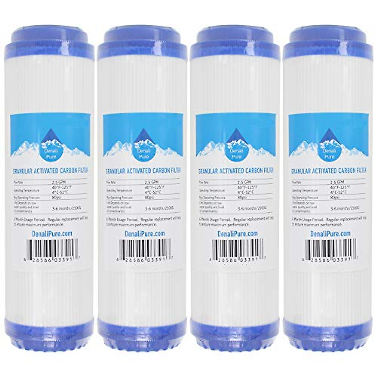 4-Pack Replacement for Compatible with Everpure CGS-10 EV910010 Granular Activated Carbon Filter - Universal 10-inch Cartridge Compatible with EVERPURE CGS-10 SINGLE SERIES 10" HOUSING