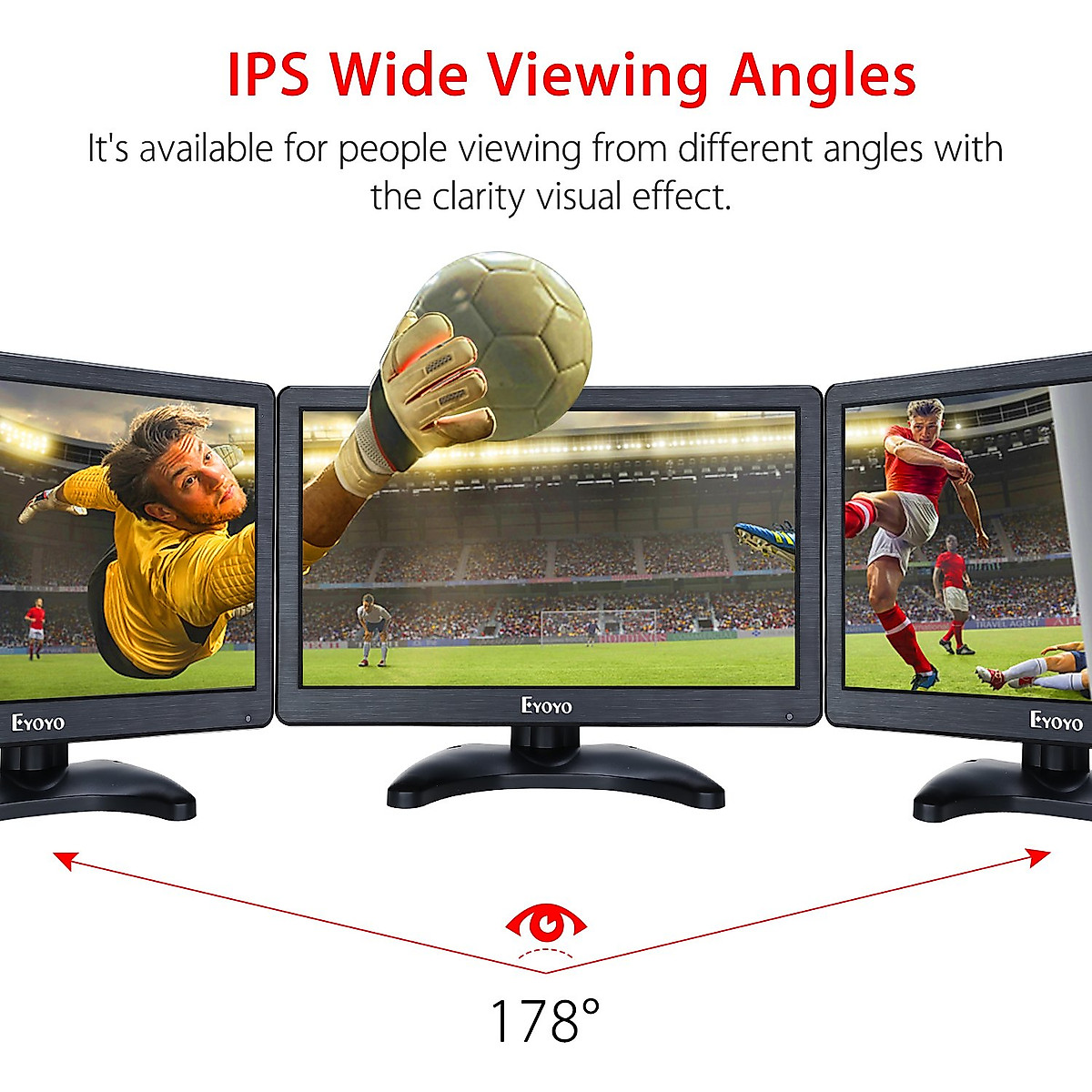 Eyoyo 12 inch HD 1920x1080 IPS LCD HDMI Monitor Screen Input Audio Video Display with BNC Cable for PC Computer Camera DVD Security CCTV DVR Home Office Surveillance