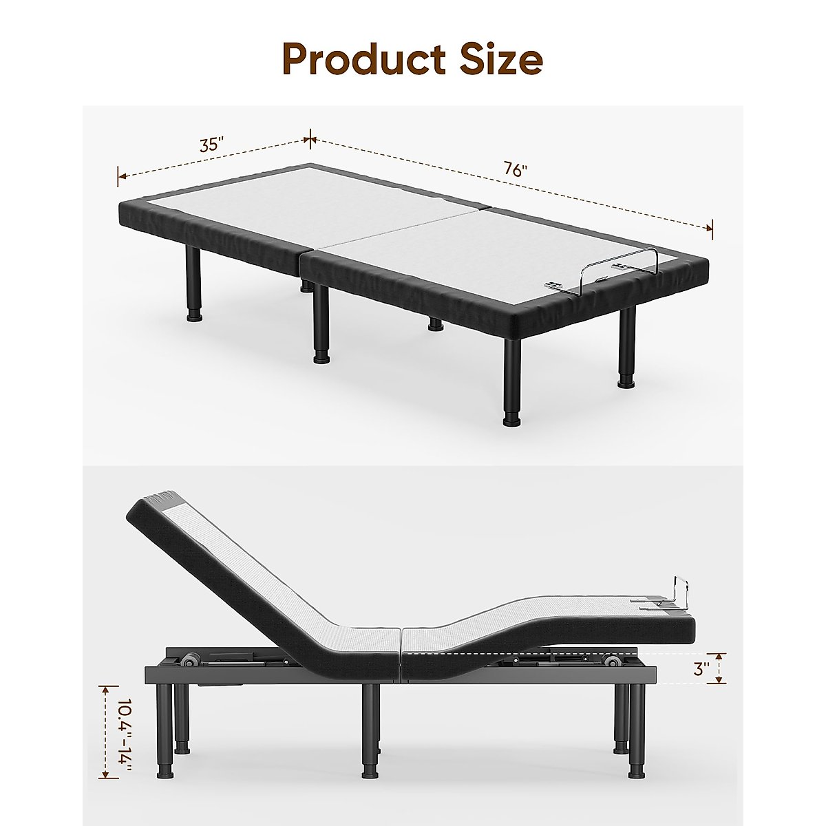 BMBMT Adjustable Bed Frame Twin XL, Adjustable Bed Base for Stress Management, Zero Gravity Base, Head and Foot Incline, Anti-Snore, Memory Pre-Sets