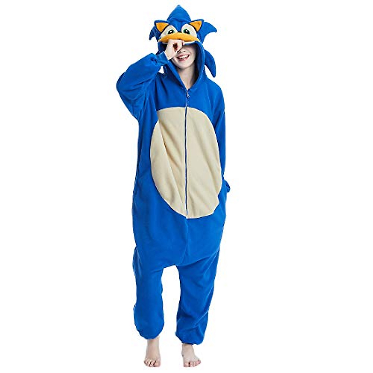 OGU' DEAL Adult Sonic Onesies Pajama Halloween Cosplay Costume CartoonJumpsuit for Men Women