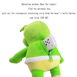 TUMPETY Gummy Bear Plush Green Singing Bear Toy Christmas Celebration Props Accompanying Toys Before Going to Bed (A5-JZ0167)