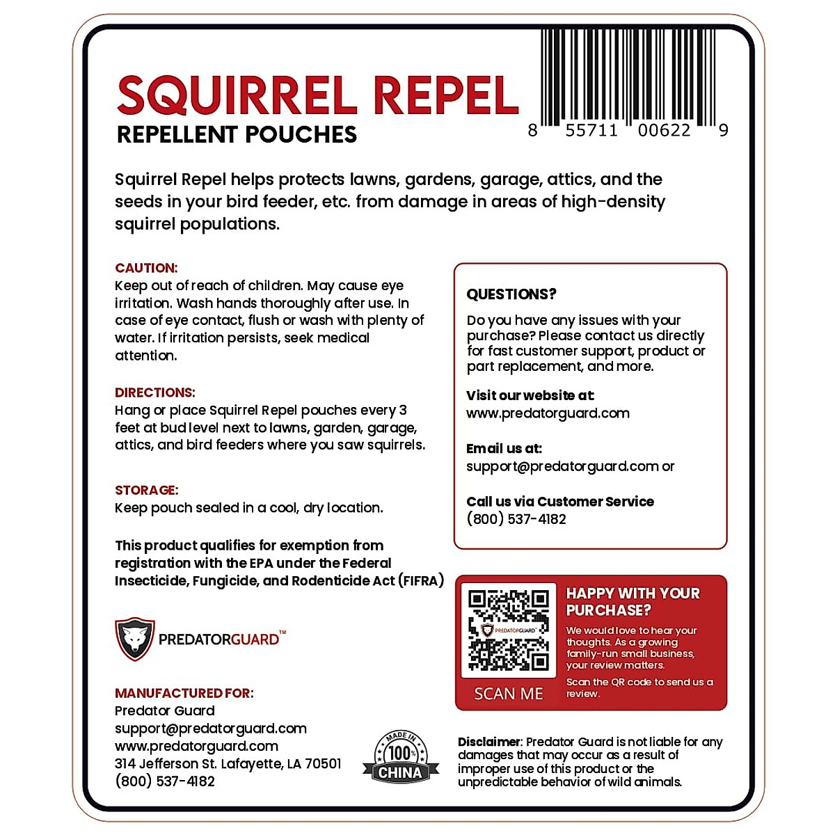 Predator Guard Repellent for Rodent Plant Pouches - Protect Gardens, Vehicles, and Homes from Rats, Squirrels, Possums, and Raccoons - Natural Ingredients - 10 Pack