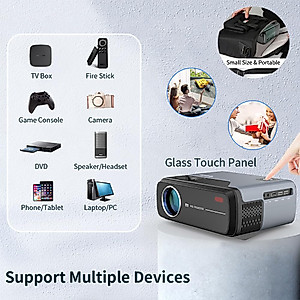 EUG Mini Projector for iPhone iPad Laptop, Outdoor Portable Projector 4K with WiFi Bluetooth, 2023 Android Smart Projector with Apps, Native 1080P LED Movie Video Projectors for Home Theater Office
