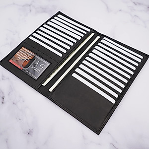 ag wallets Genuine Leather Mens Long ID 19 Credit Card Security Wallet Black (RFID_Black)