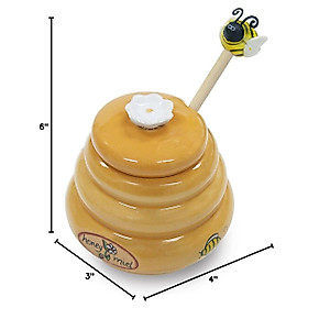 Joie Ceramic Beehive Honey Pot and Wooden Dipper, Mini