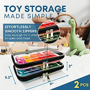 Tidy Pockets 2 Pack Small Clear Hard Shell Zipper Case, Waterproof Zippered Hard Pouch, Transparent Zip Case, Hard Sided Organizer for Travel Essentials - Black