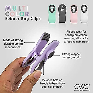 COOK WITH COLOR 5 Pc Chip Bag Clips- Kitchen Clips, Magnetic Chip Clips for Bags, Food Bag Clips with Airtight Seal (Multicolored)