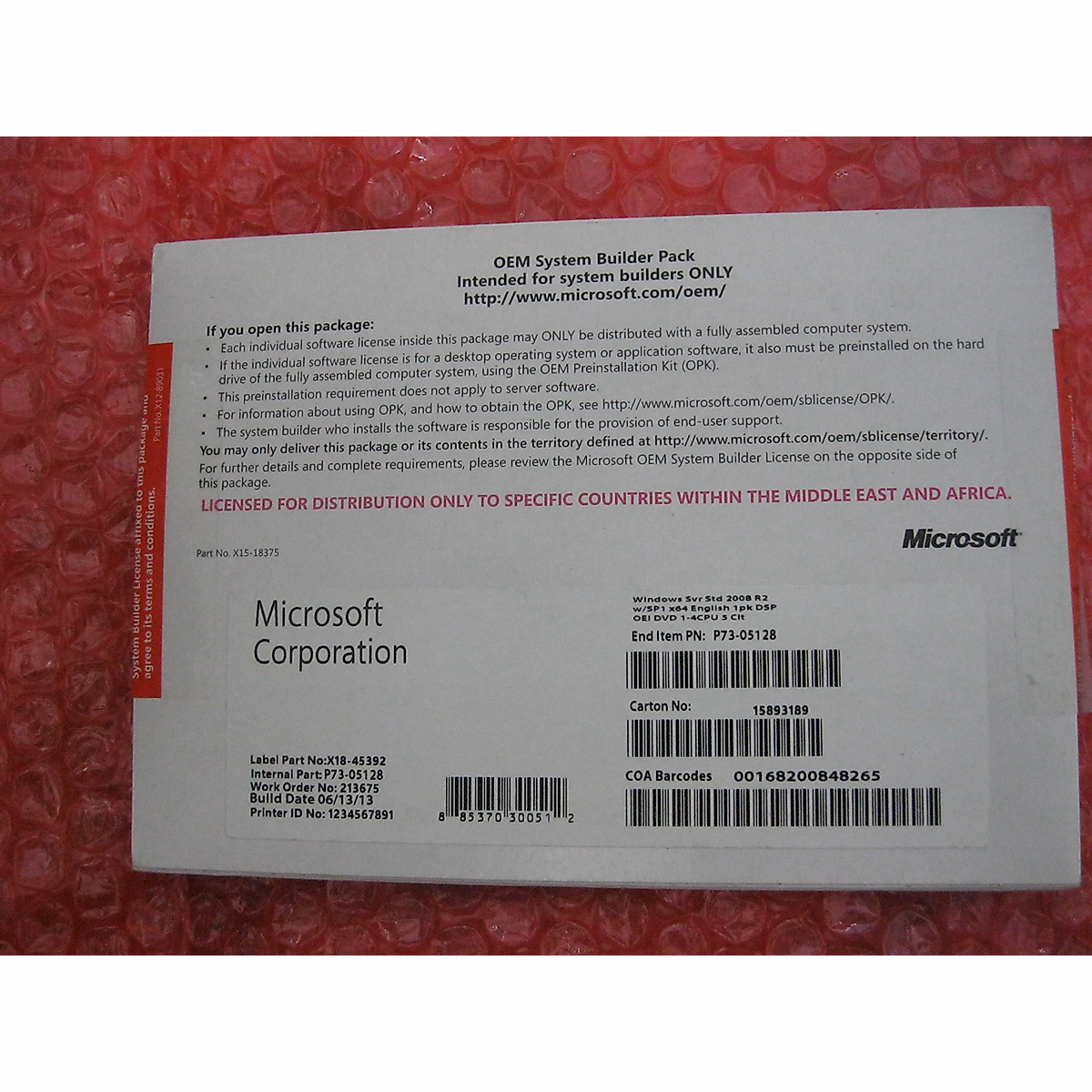 Microsoft Windows Server 2008 R2 Standard SP1 OEM (Old Packaging)