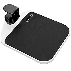 VIVO Clamp-on Mouse Pad Holder Platform, Adjustable Under Desk 360° Rotating Tray Rest Extension Attachment, up to 2 inch Desktops, White, MOUNT-MS01AW