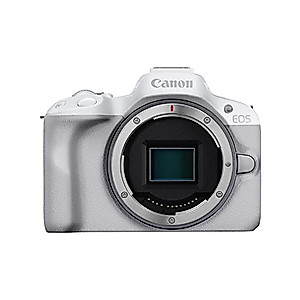Canon EOS R50 Mirrorless Vlogging Camera (Body Only/White), RF Mount, 24.2 MP, 4K Video, DIGIC X Image Processor, Subject Detection & Tracking, Compact, Smartphone Connection, Content Creator
