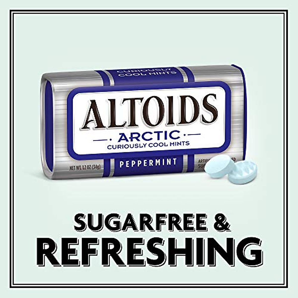 ALTOIDS Arctic Peppermint Breath Mints Hard Candy Bulk, 1.2 oz Tin (Pack of 8)