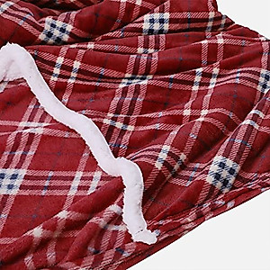 DaysU Flannel Wearable Blanket with Pullover Closure, Sleeves and 17 Inches Sherpa Foot Pocket for Adults, Women and Men (Vintage Plaid)