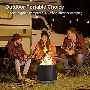 EAST OAK 17'' Pan Stove, Stainless Steel Smokeless Fire Pit with Hook and Stand, Portable Natural Wood Fire Pits for Outside, Patio, Backyard, Deck, Garden and Camping, Pitch Charcoal