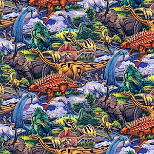 David Textiles Age Of The Dinosaurs Cotton Fabric by the Yard