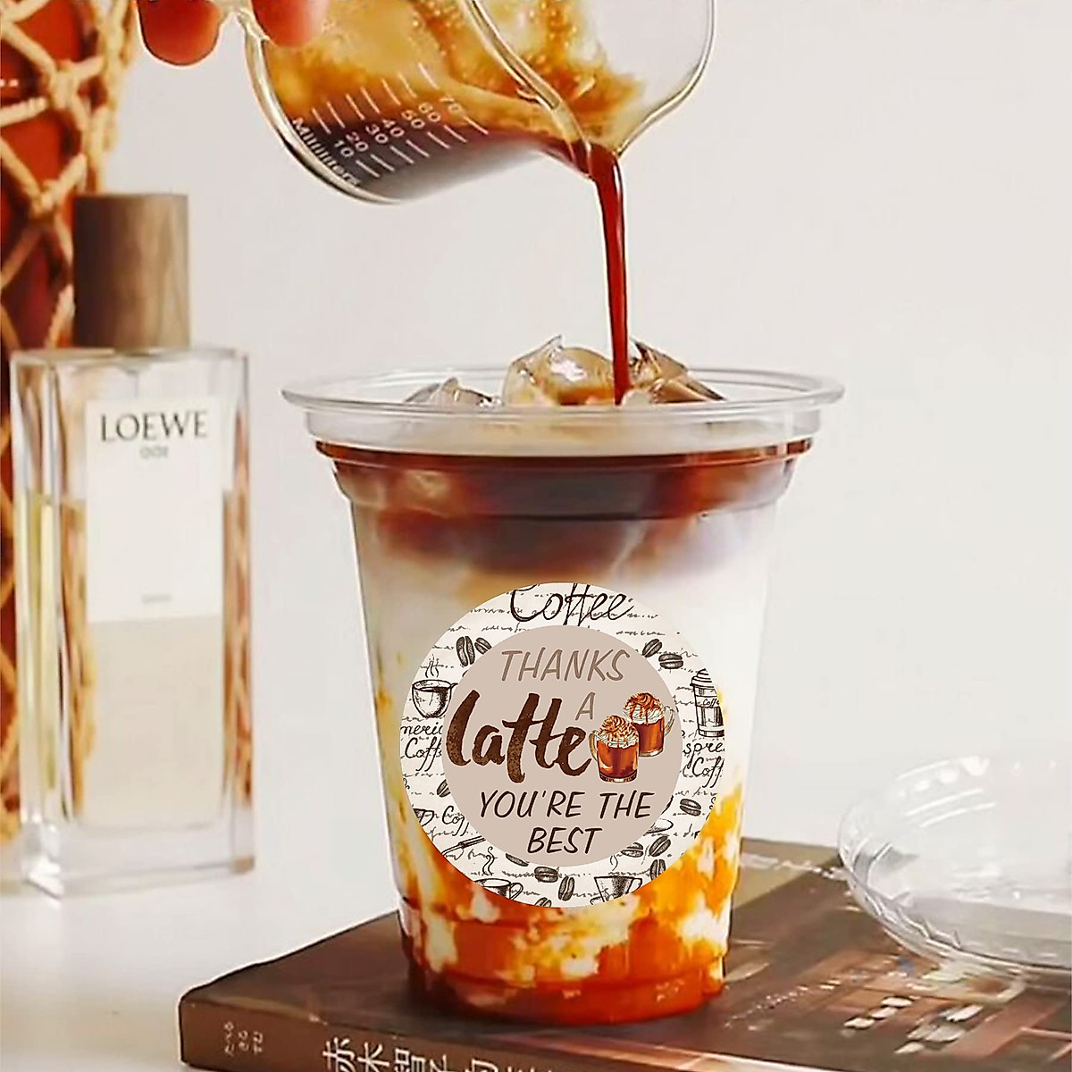 2 inch Thanks A Latte Appreciation Thank You Stickers Coffee Holiday Themed Sticker Labels for Party Favors,Small Business,Packaging Seals 500pcs