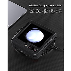 Cresee Case for Samsung Galaxy Z Flip 5 (2023) PU Leather Back & Hard PC Bumper Phone Case for Galaxy Z Flip 5 5G - Black