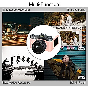 eDealz 4K 48MP Digital Camera for Photography, Vlogging Camera for YouTube with 3.0’’ 180° Flip Screen, WiFi, 16X Digital Zoom, Wide Angle & Macro Lens, Rechargeable Battery, 64GB Micro SD Card