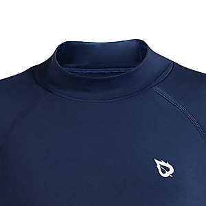 BALEAF Youth Boys Compression Thermal Shirt Fleece Baselayer Long Sleeve Cold Gear Mock Top Baseball Football Undershirt Navy Size M