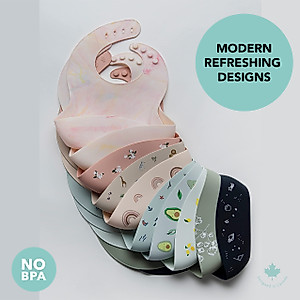 Loulou Lollipop Soft, Waterproof Silicone Feeding Bib for Babies and Toddlers 3 to 36 Months, Easy to Clean, Adjustable Fit and Catch-All Pouch - Rainbow