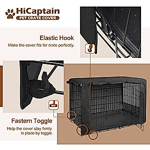 HiCaptain Folding Metal Dog Crate for Cover 42 Inch Wire Pet Cage (Black)