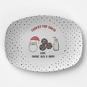 Christmas Personalized Cookies for Santa Plate and Milk Mug Set- Custom Festive Holiday Keepsake - Milk and Cookies