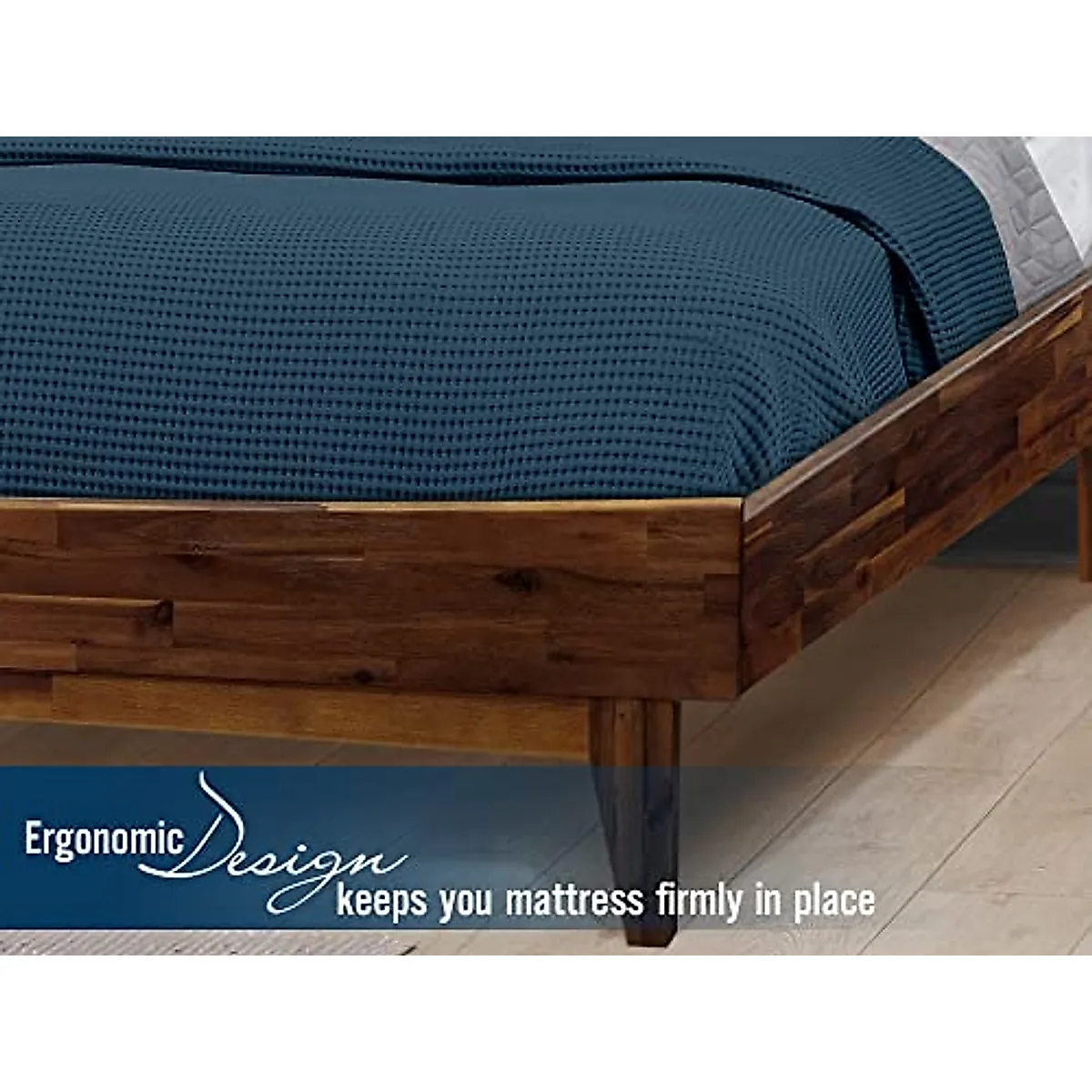 Acacia Aurora 14 Inch Wood Platform Bed, Bed Frame with Headboard, Queen Size Frame, Chocolate