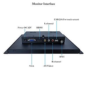 iChawk 9.7" 10'' inch Resistive Touch LCD Screen Display PC Monitor with 1024x768 IPS HDMI-in Built-in Speaker Embedded Open Frame Desktop Support Linux Ubuntu Raspbian Debian OS, K097MT-592RL