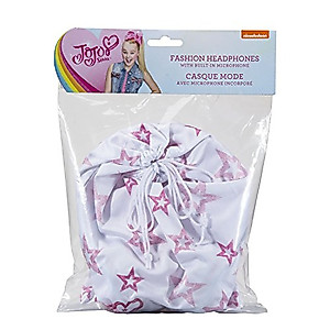 JoJo Siwa Bow Fashion Headphones with Built-in Microphone for Video Call or Zoom Meeting, Wired Headphones & Travel Pouch Designed for Fans of JoJo Siwa Gifts