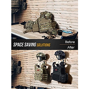 OneTigris Tactical Gear Wall Mount, Police Gear Rack with Helmet Stand Plate Carrier Hanger, Wall Organizer for Motorcycle Football Cycling Gear