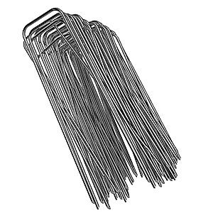 GROWNEER 100 Packs 6 Inches Heavy Duty 11 Gauge Galvanized Steel Garden Stakes Staples Securing Pegs for Securing Weed Fabric Landscape Fabric Netting Ground Sheets and Fleece