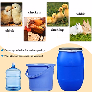 Chicken Water Cups, 6pcs Automatic Chicken Water Feeder, Poultry Waterer Kit Suitable for Chicks, Duck, Goose, Turkey and Bunny, 6-Pack