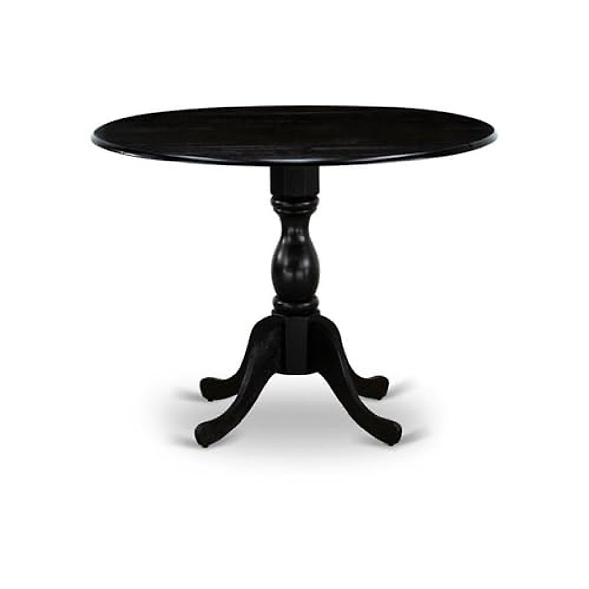 East West Furniture DLMZ5-AB6-50 5 Piece Dining Room Furniture Set Includes a Round Dining Table with Dropleaf and 4 Dark Gotham Grey Linen Fabric Parson Chairs, 42x42 Inch, Wirebrushed Black