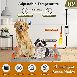 VavoPaw Pet Heating Pad for Dogs,Dog Cat Heating Pad with Temperature Adjustable & Timer,Electric Heating Pad Waterproof Dog Heated Blanket Indoor Heated Cat Bed, 31.49x35.43 Inch/80x90CM