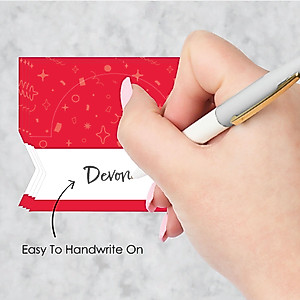 Big Dot of Happiness Red Confetti Stars - Simple Party Decorations Tent Buffet Card - Table Setting Name Place Cards - Set of 24