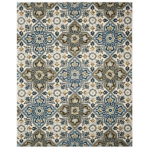 SAFAVIEH Suzani Collection 3' x 5' Ivory/Blue SZN380A Hand-Hooked Boho Premium Wool Area Rug