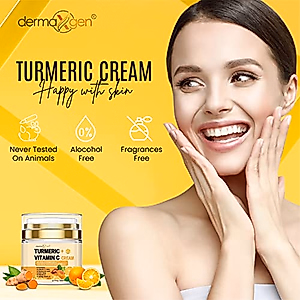 DERMAXGEN Turmeric Face Cream + 30% Vitamin C Glow Boosting Moisturizer & Skin Repairing, Hydrating with Organic Ingredients Anti-Aging Facial Cream, Normal, Dry, Oily & Combination Skin - 1.7 FL OZ
