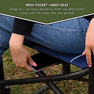 TIMBER RIDGE Heavy Duty Collapsible Camping Adults Foldable Portable Lounge Chair for Outdoor, Lawn, Picnic, Fishing, Supports 300 lbs, Blue