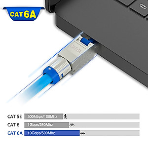 VCELINK RJ45 Cat6A Connectors Tool-Free, Zinc Alloy Shielded Ethernet Termination Plugs for 23AWG SFTP Cables, 10Gbps Easy Internet Plug, Fast Field Installation 2-Pack